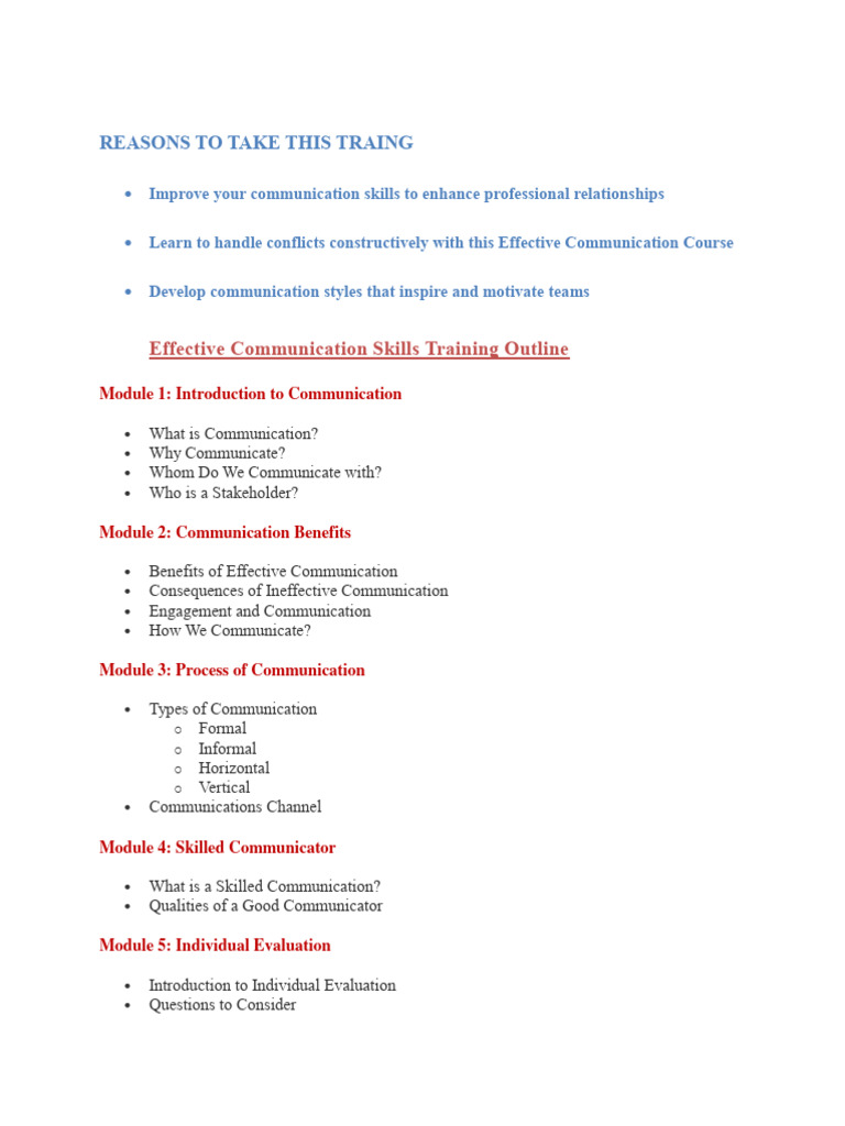Effective Communication Skills Training | PDF