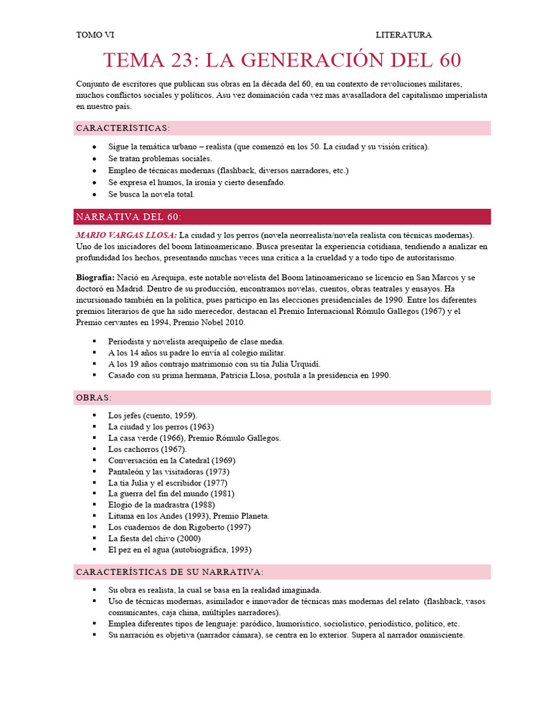 Tema 23 - La Generacion Del 60 | PDF