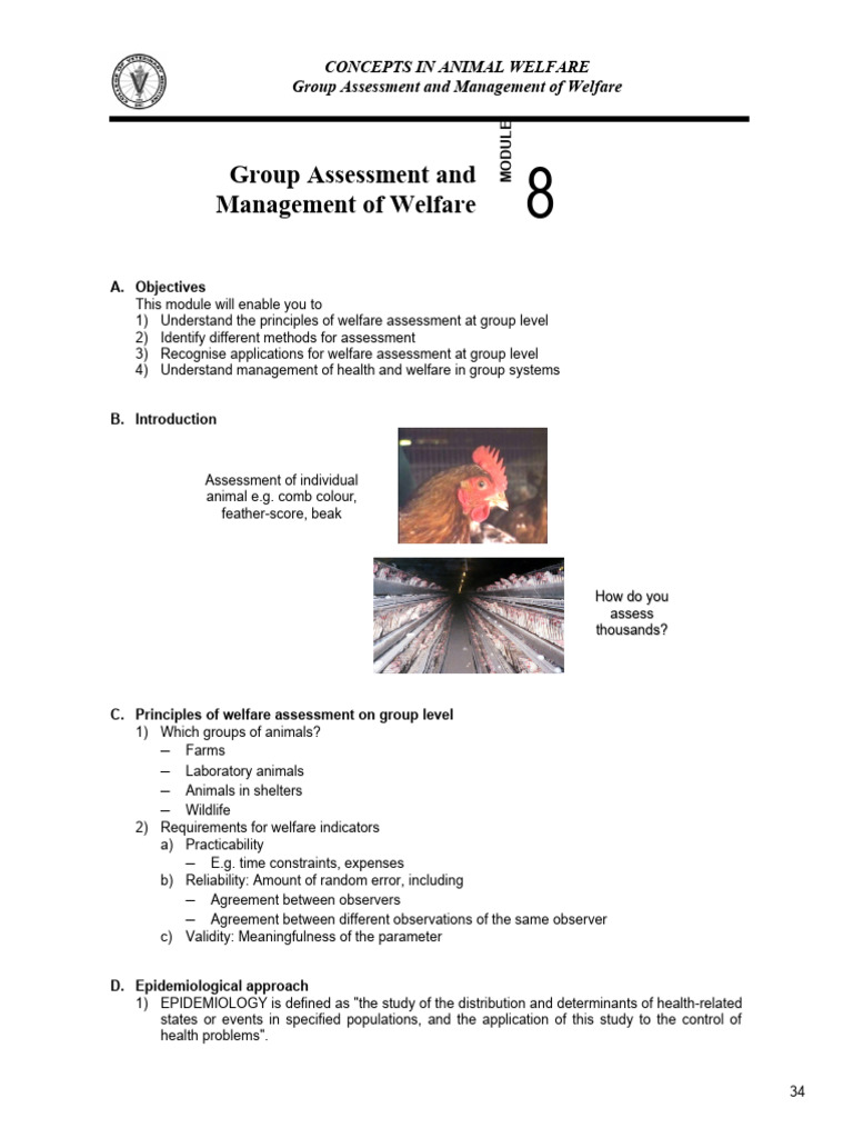 Group Welfare Assessment Methods | PDF | Animal Welfare | Epidemiology