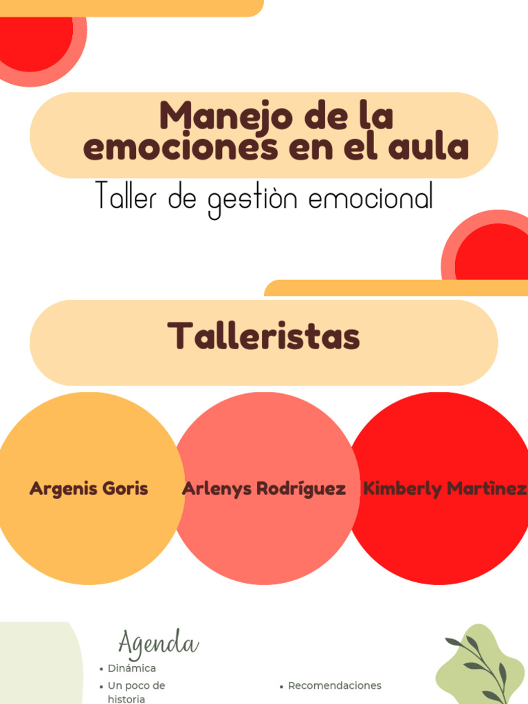 Diapositiva Taller Manejo de Las Emociones en El Aula | PDF | Las ...