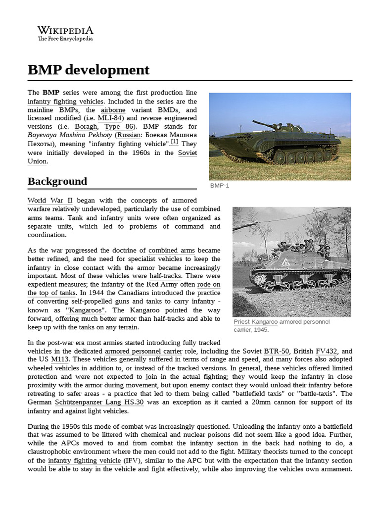 BMP Development | Download Free PDF | Military Vehicles | Armoured Fighting Vehicles