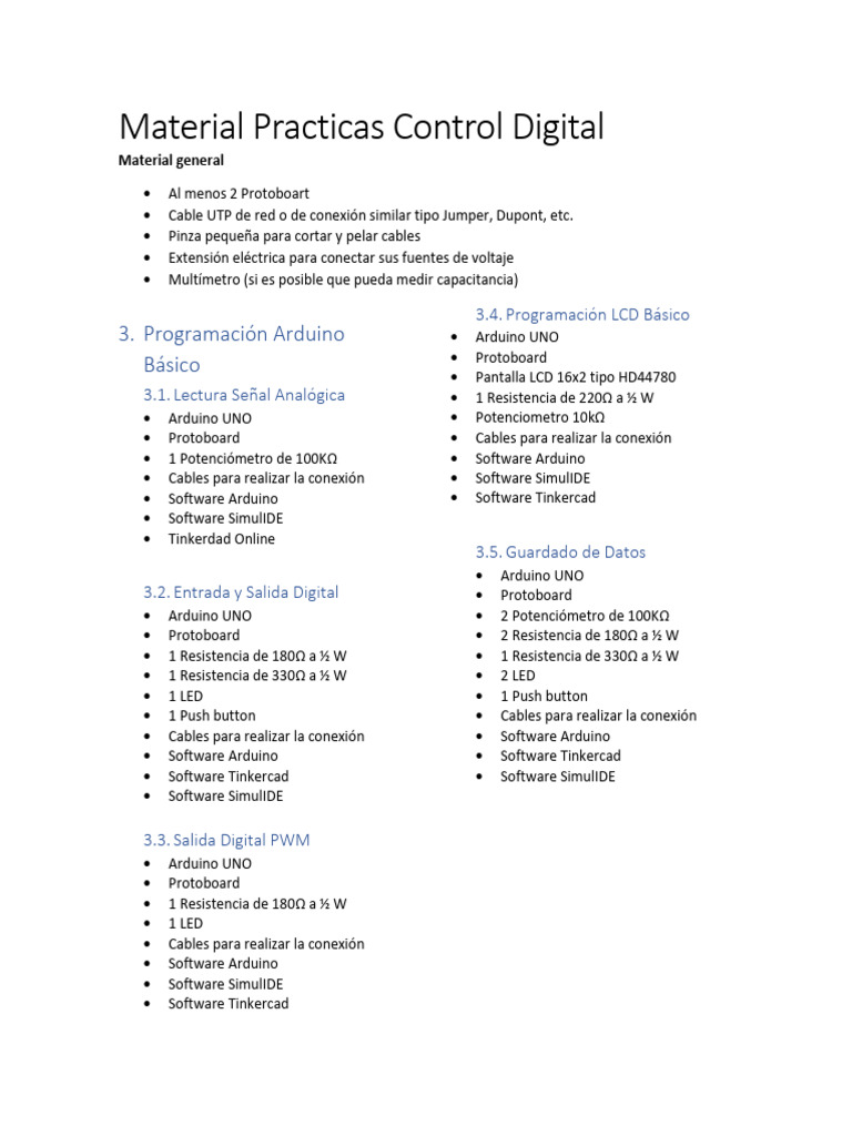 Material Practicas Control Digital -Corto | PDF | Resistencia Eléctrica y Conductancia ...