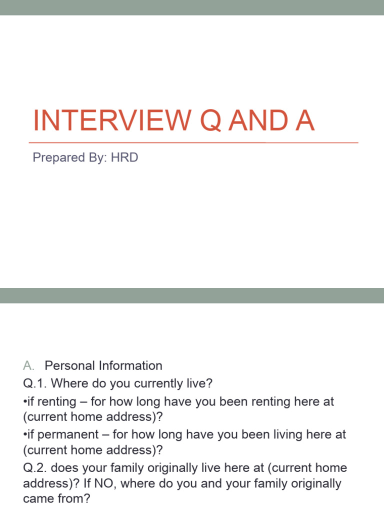 Interview Q and A | PDF | Career & Growth