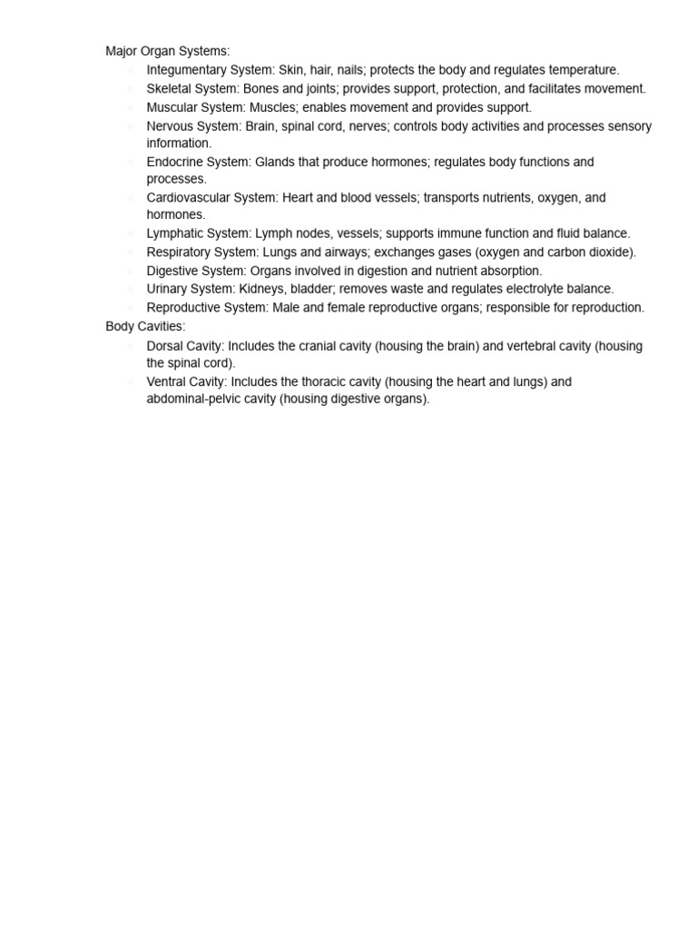 Major Human Organ Systems Overview | PDF | Wellness