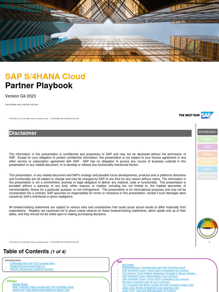 SAP S4HANA CLOUD Partner Playbook - Q4 2023 Update | PDF | Cloud Computing | Sales