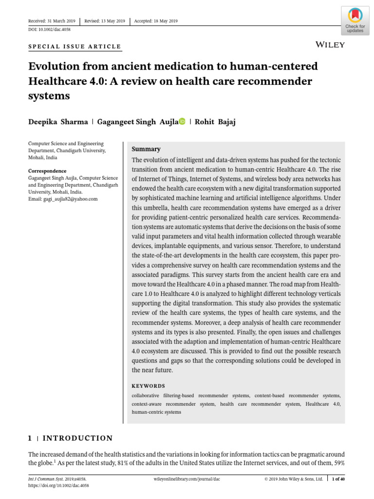 Evolution From Ancient Medication To Human-Centered Healthcare 4.0 - A ... Evolution From Ancient Medication To Human-Centered Healthcare 4.0 - A ...