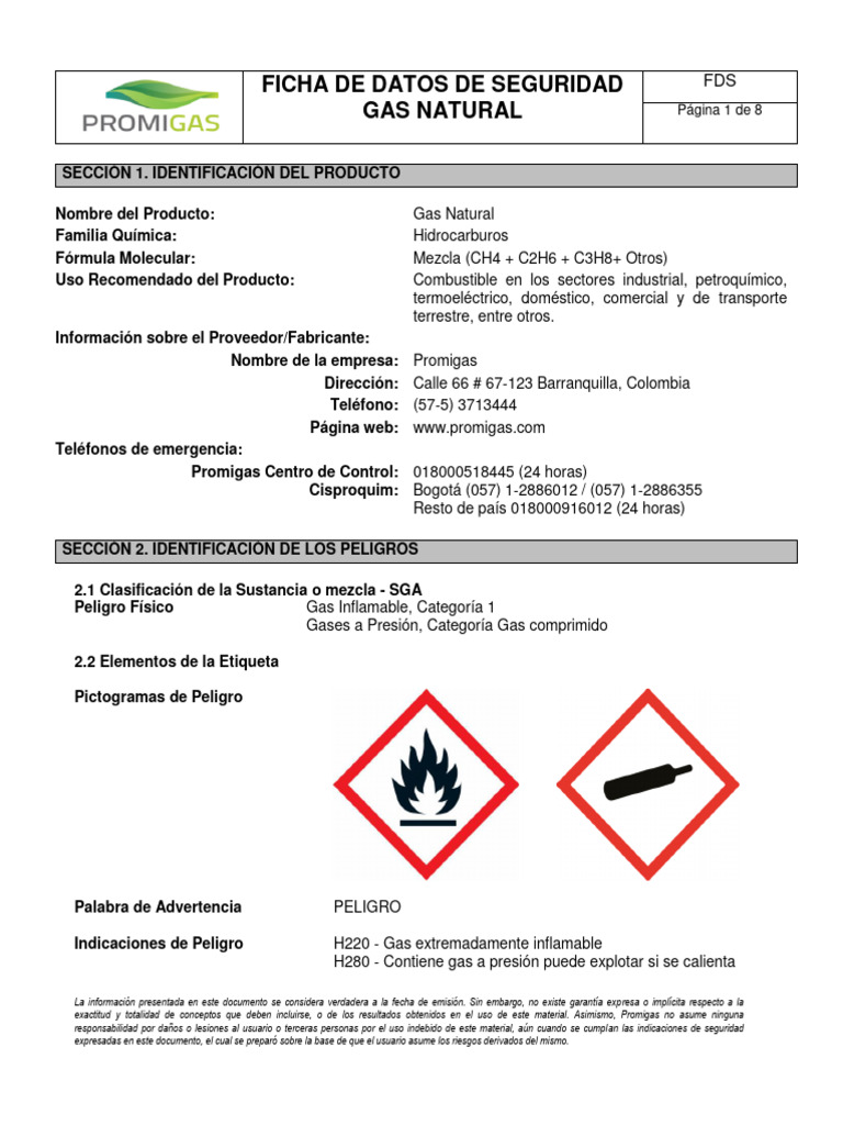 Gas Natural FDS | PDF | Metano | Gas natural
