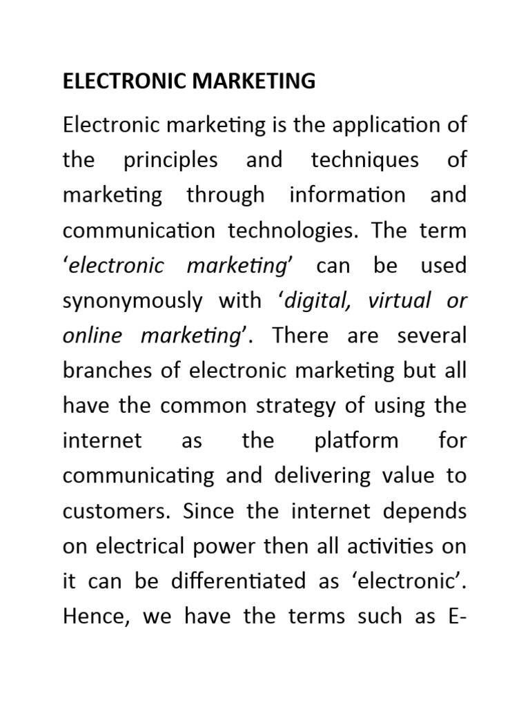 Understanding Electronic Marketing | PDF | E Commerce | Popular Culture ...