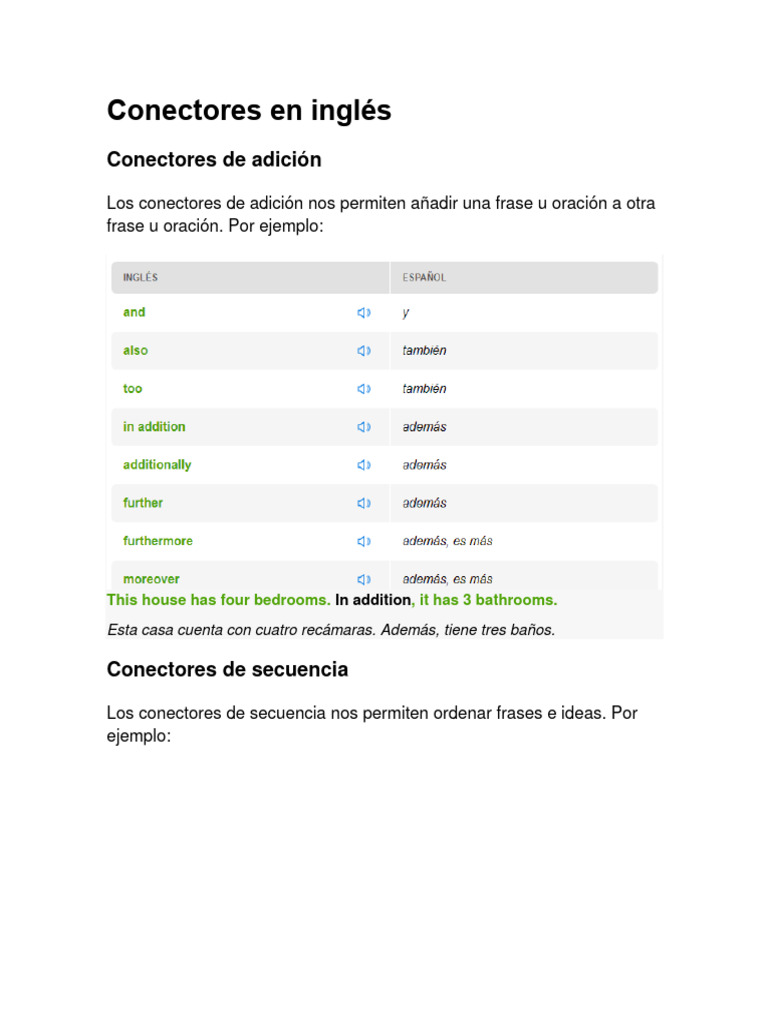 Conectores en Inglés | PDF