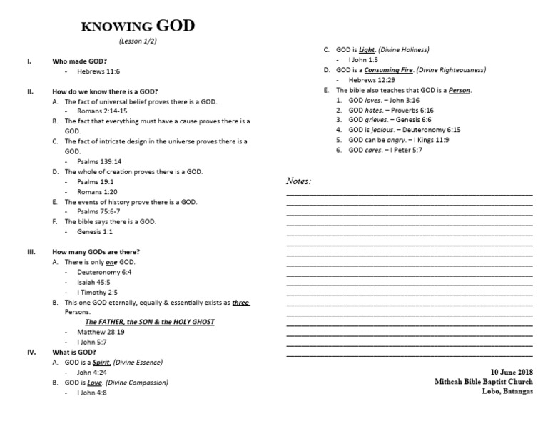 Knowing God Lesson 1 2 Pdf God Bible