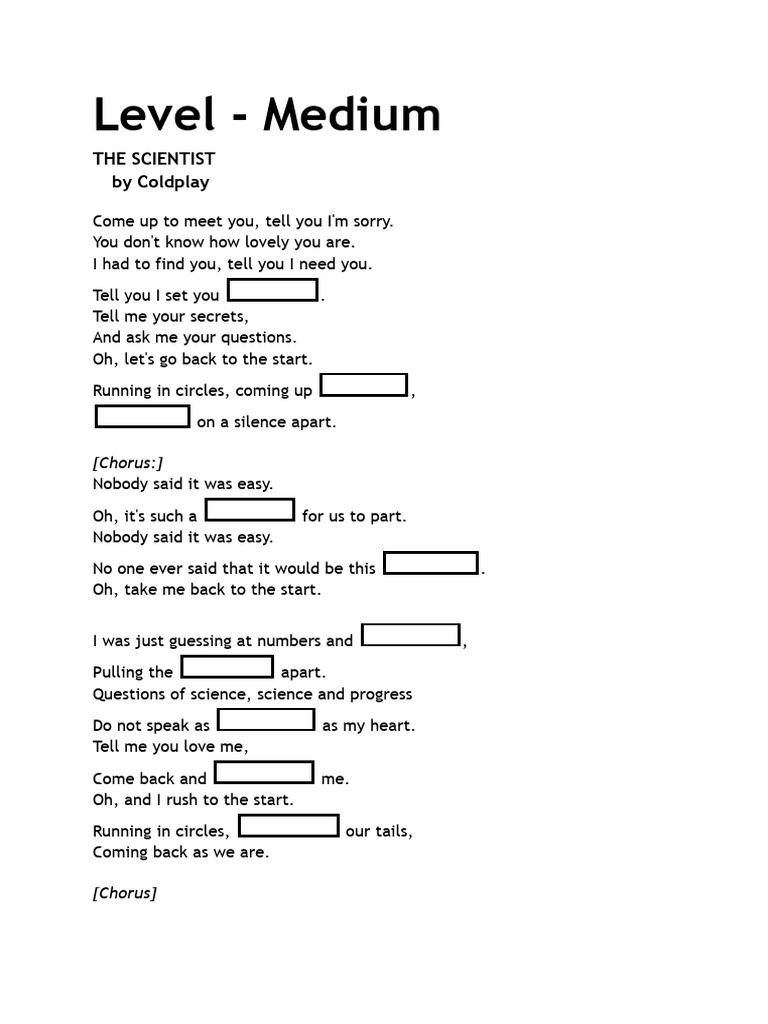 Coldplay's "The Scientist" Lyrics Analysis | PDF | Poetry