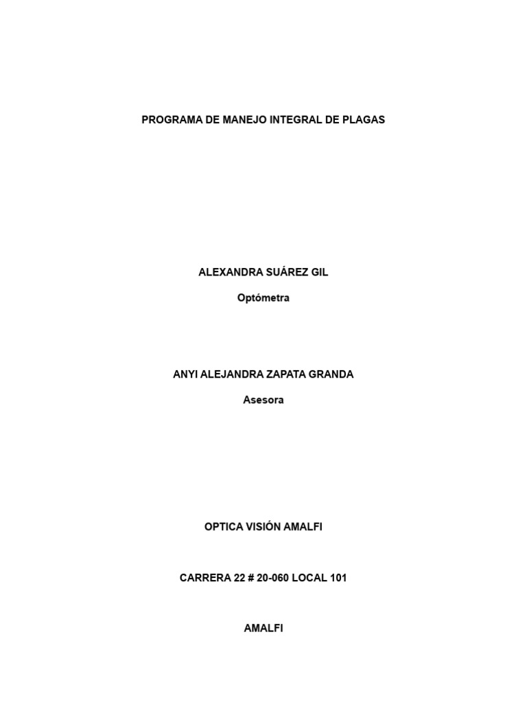 Programa de Manejo Integral de Plagas | PDF | Plaga (organismo ...