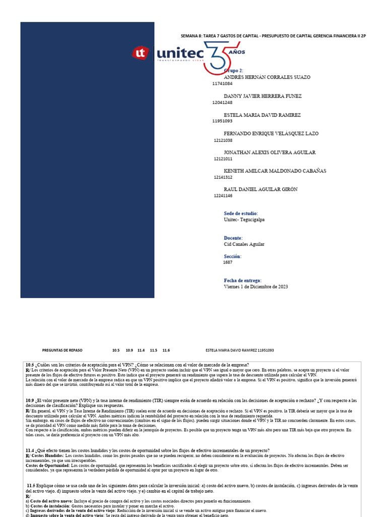 Annotated-Semana 8 Tarea Completa 2 | PDF | Tasa interna de retorno | Capital (economía)