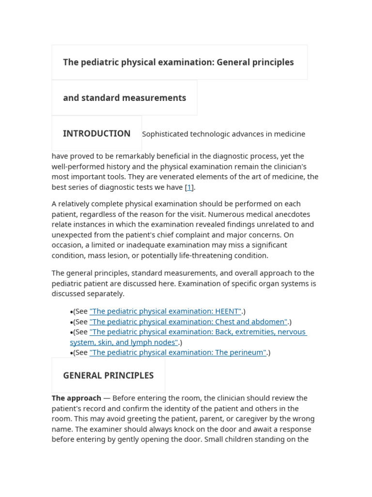The pediatric physical examination | PDF | Hypertension | Blood Pressure