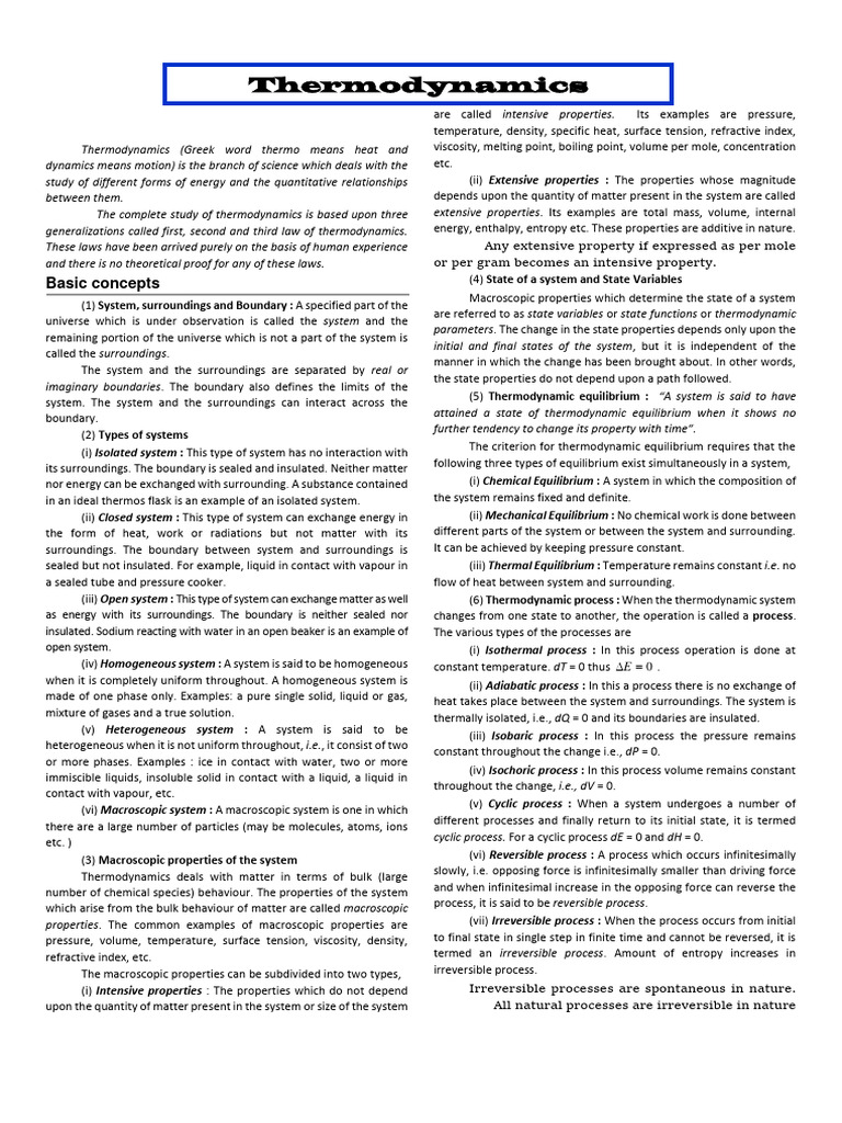Thermodynamics | PDF | Heat | Entropy