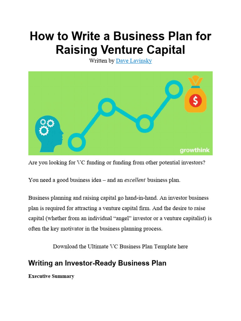 Writing a VC-Ready Business Plan | PDF | Venture Capital | Corporate ...