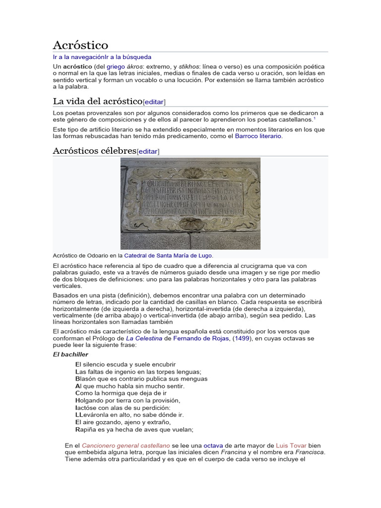 Acróstico | PDF | Poética | Poesía