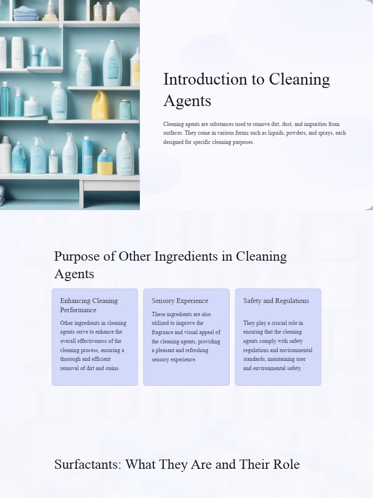 Introduction To Cleaning Agents | PDF | Surfactant | Water