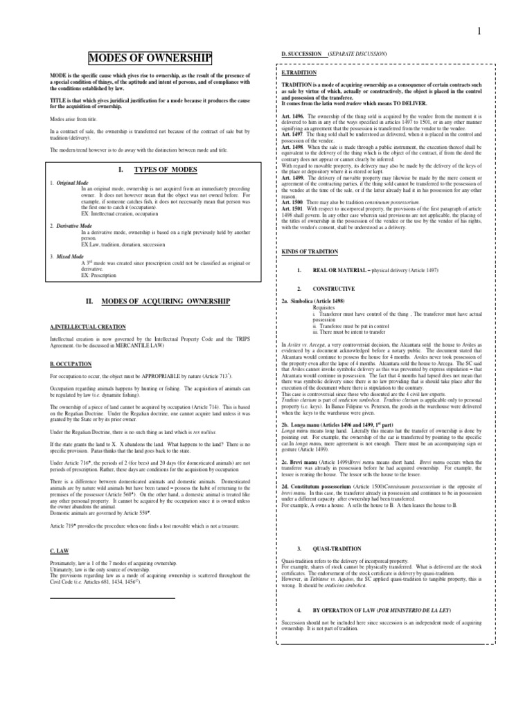 6) Modes of Ownership | PDF | Lease | Ownership