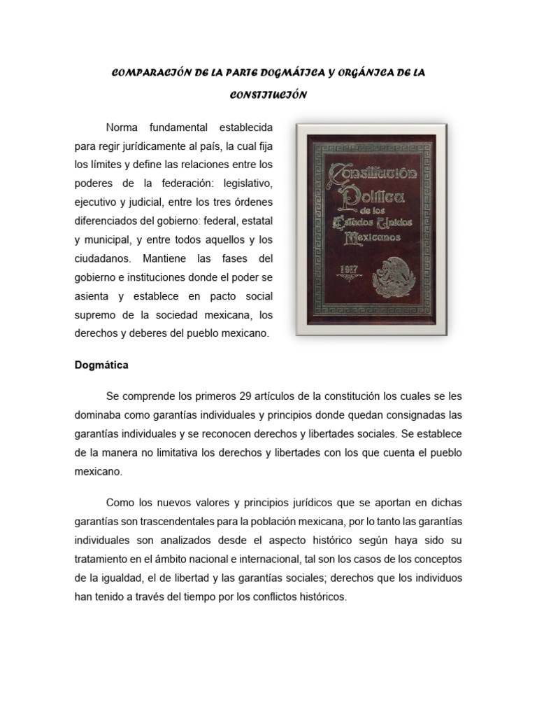 Comparación de La Parte Dogmática y Orgánica de La Constitución | PDF ...