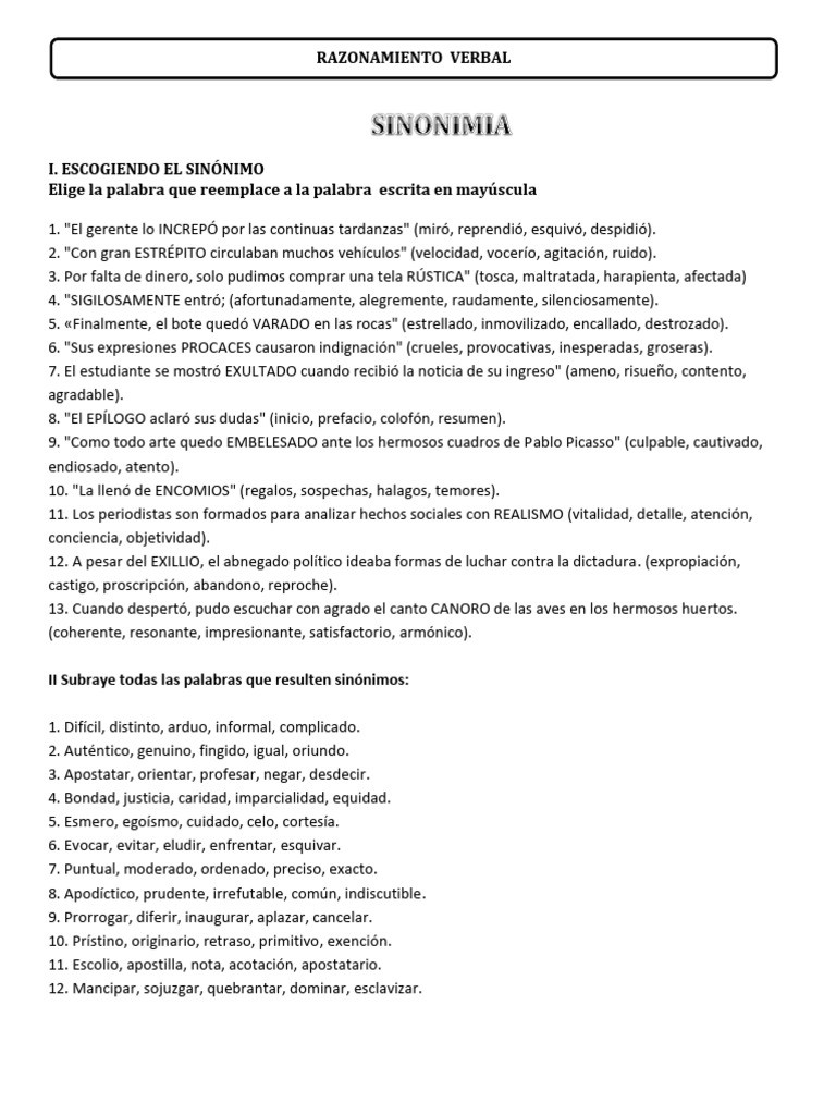 Ficha Sinonimos | PDF