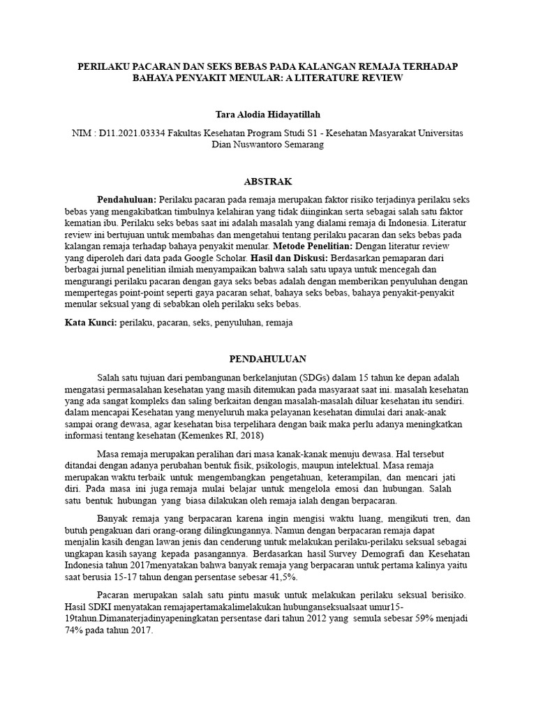Uas Epid-Tara Alodia-Perilaku Pacaran Dan Seks Bebas Pada Kalangan ...