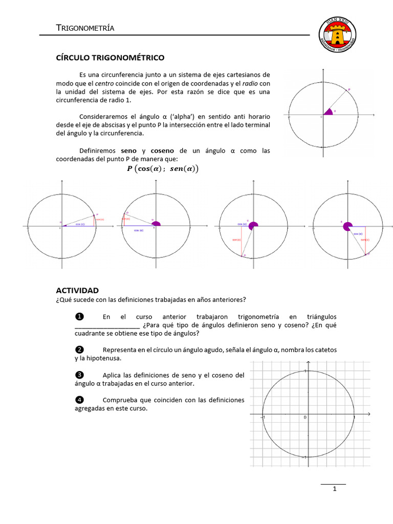 Círculo Trigonométrico | PDF | Trigonometría | Funciones trigonométricas