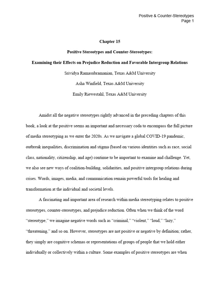 Positive and Counter-Stereotypes Explained | PDF | Stereotypes | Prejudices
