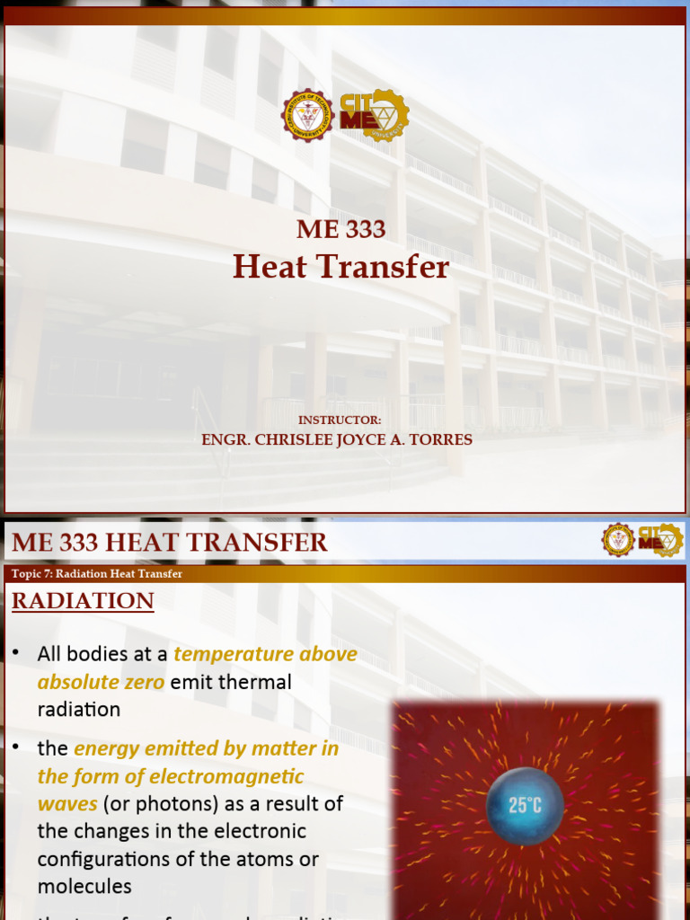 ME 333 Topic 7 - Radiation Heat Transfer | PDF | Heat Transfer | Physics