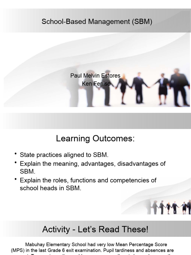 School Based Management SBM | PDF | Teachers | Leadership