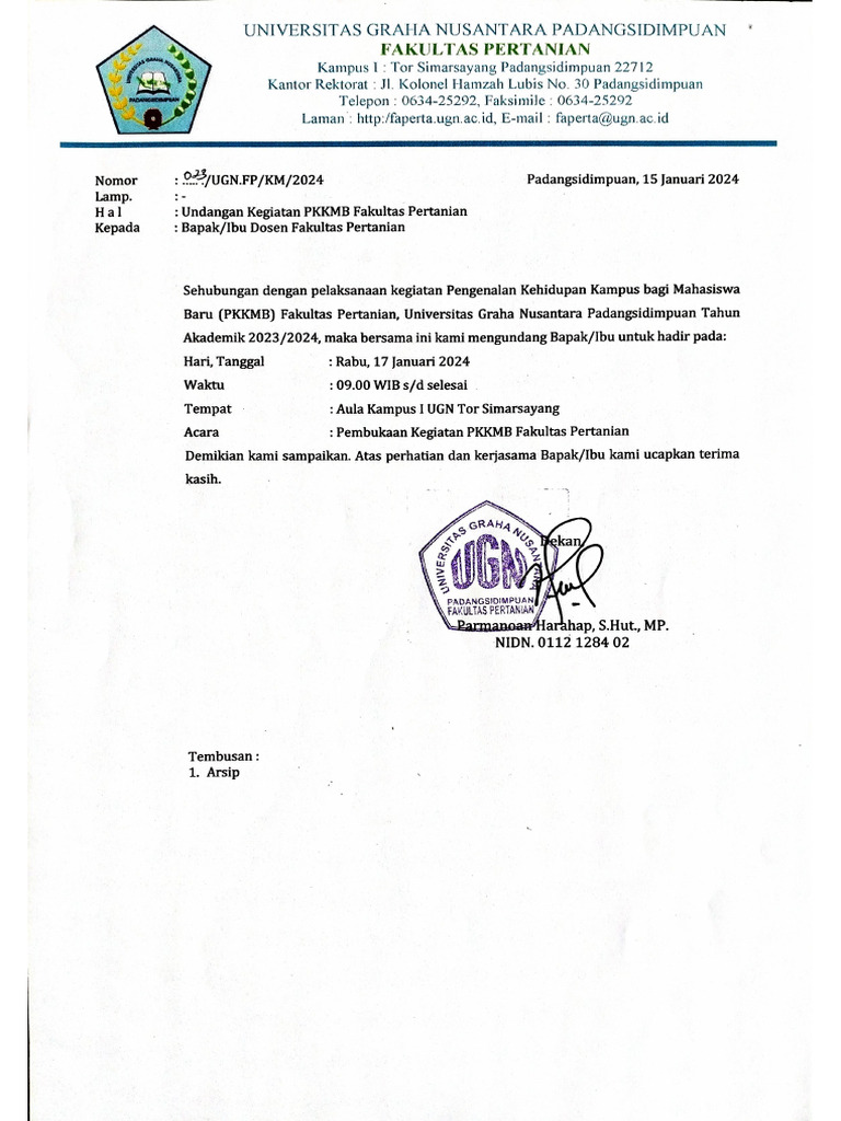 Undangan Ospek Dosen | PDF