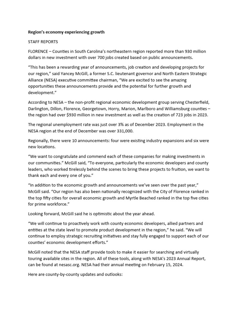 NESA Region 2024 Economic Update | PDF | Unemployment | Employment