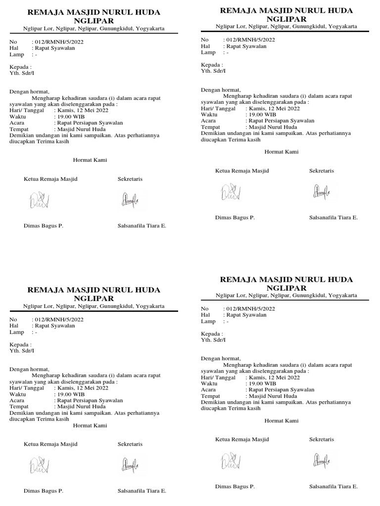 Undangan Rapat Syw | PDF