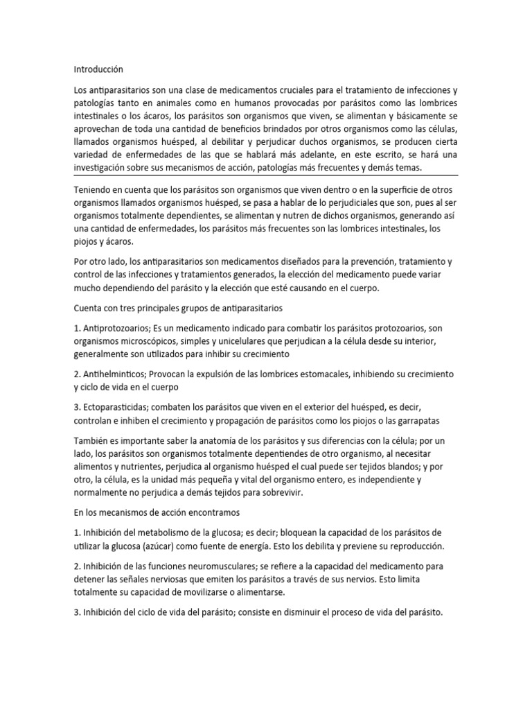 Antiparasitarios | PDF | Parasitismo | Organismos