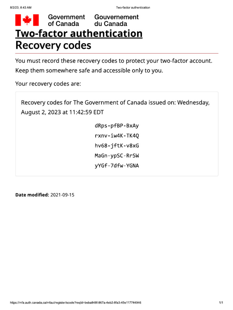 IRCC Recovery Codes | PDF