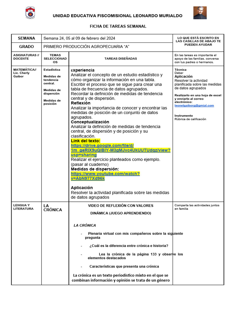 Ficha de Tarea Semana - 24 1ro P.A. - A | PDF | Platón