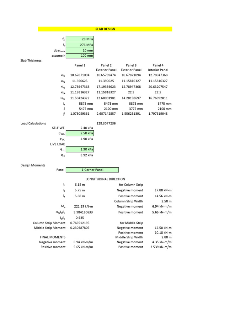 Two-Way Slab Design Calculations | PDF