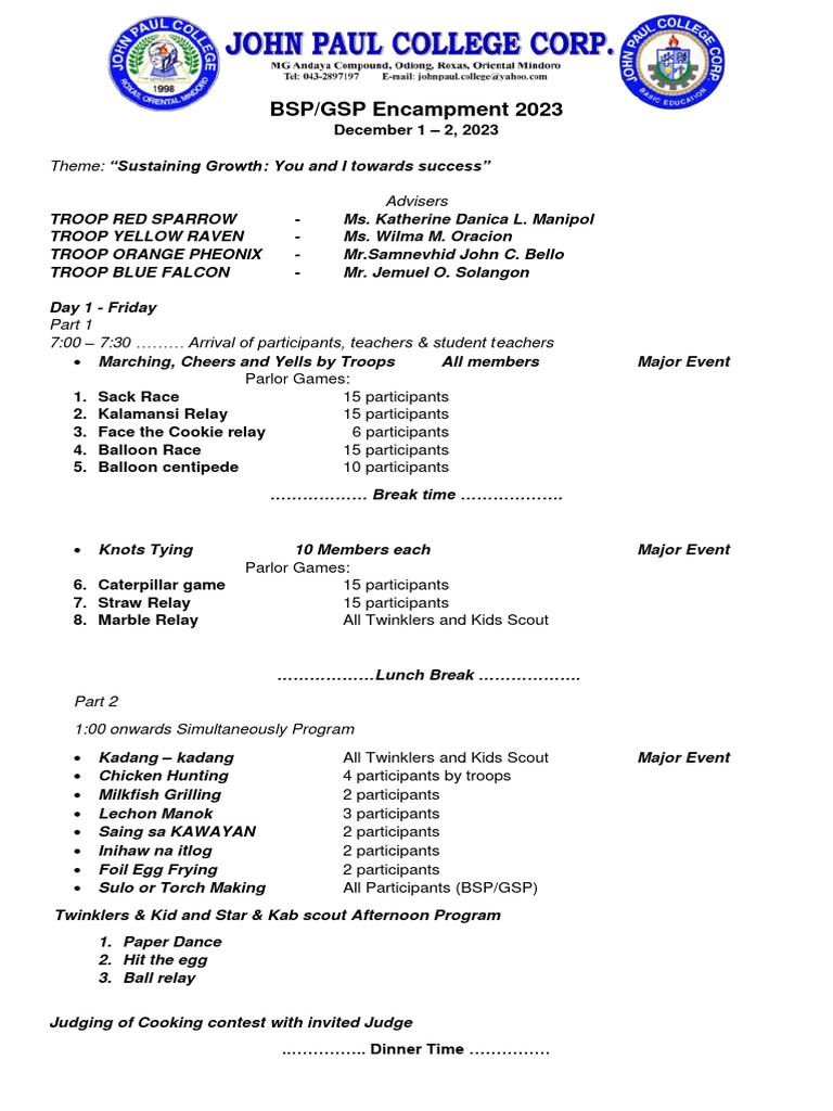 Encampment 2023 BSP Program | PDF