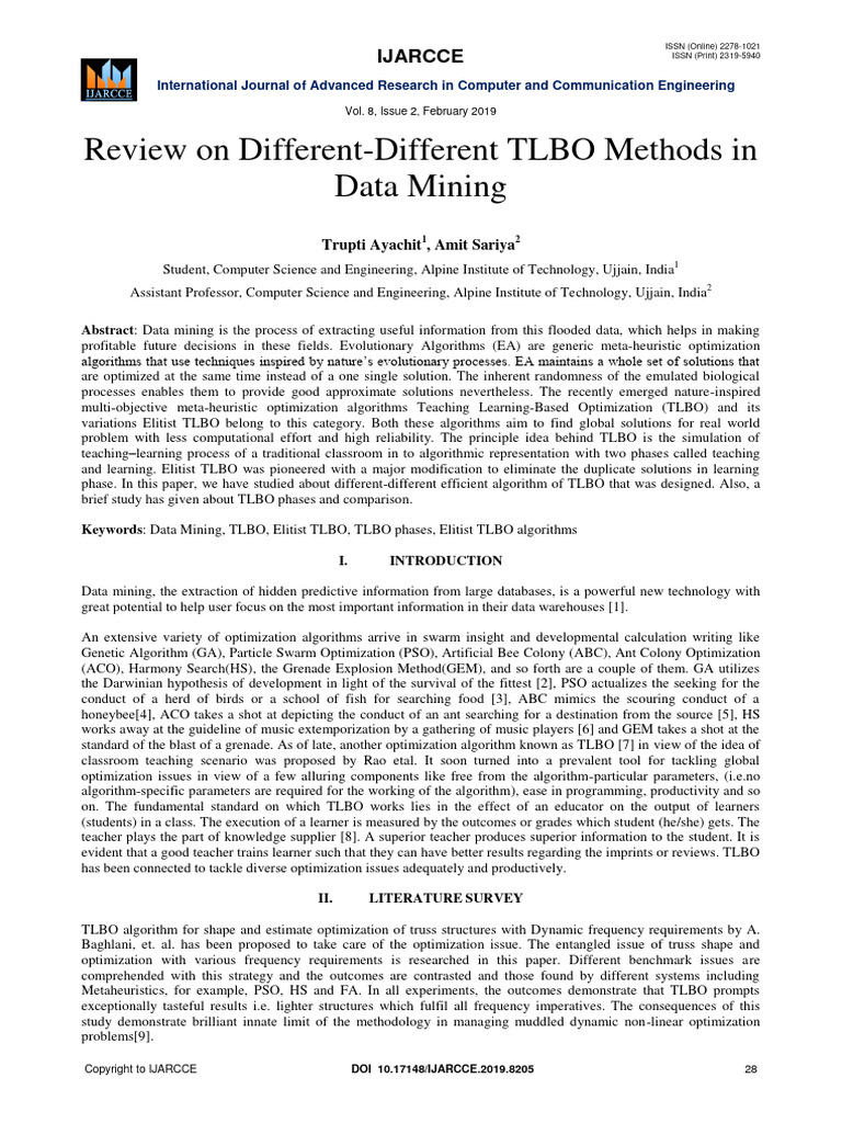 Ijarcce 2019 8205 | PDF | Mathematical Optimization | Metaheuristic