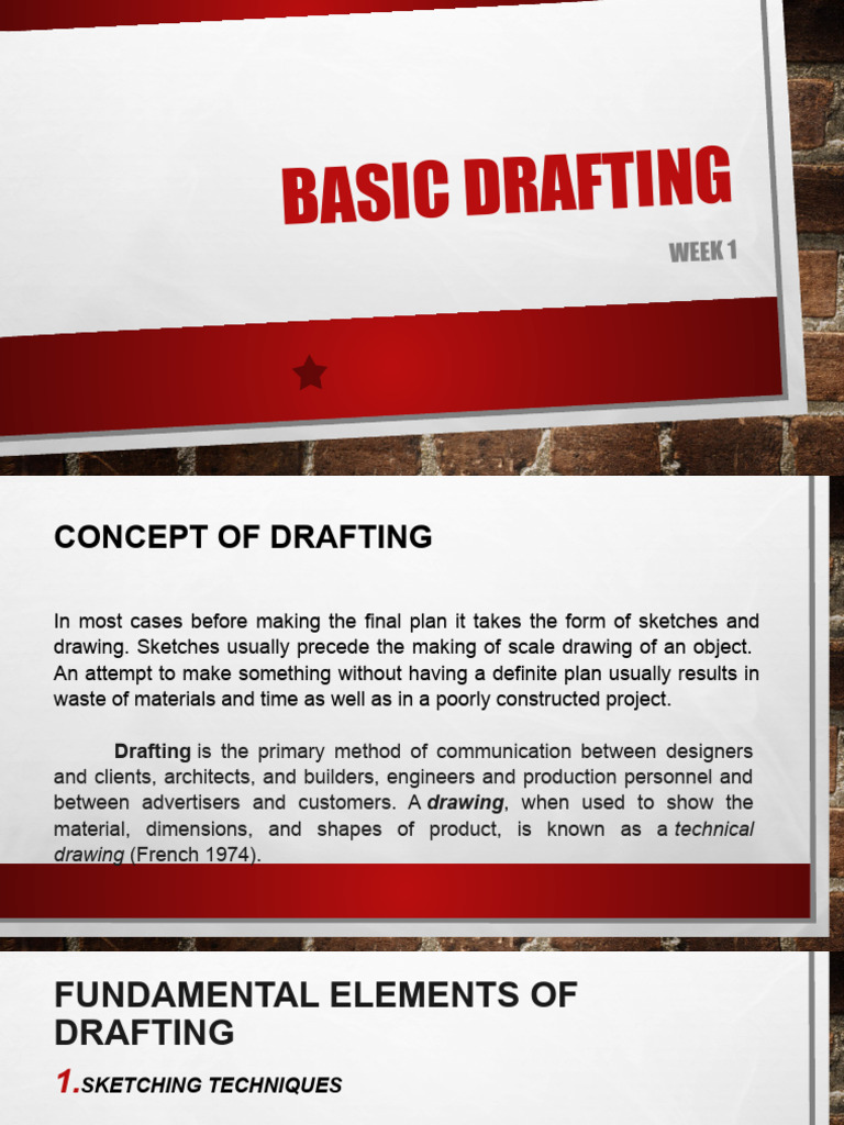 Week 1 Part 1 - Basic Drafting | PDF | Technical Drawing | Line (Geometry)