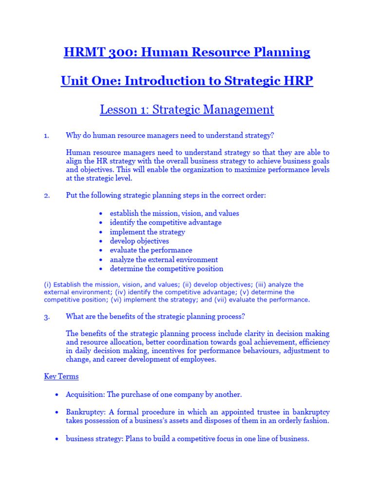 Strategic HR Planning Guide | PDF | Strategic Management | Layoff