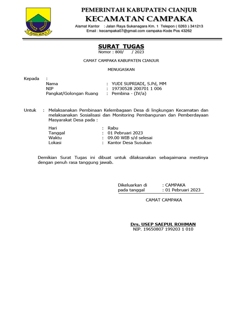 02 Surat Tugas Kasi PPM Pebruari 2023 | PDF