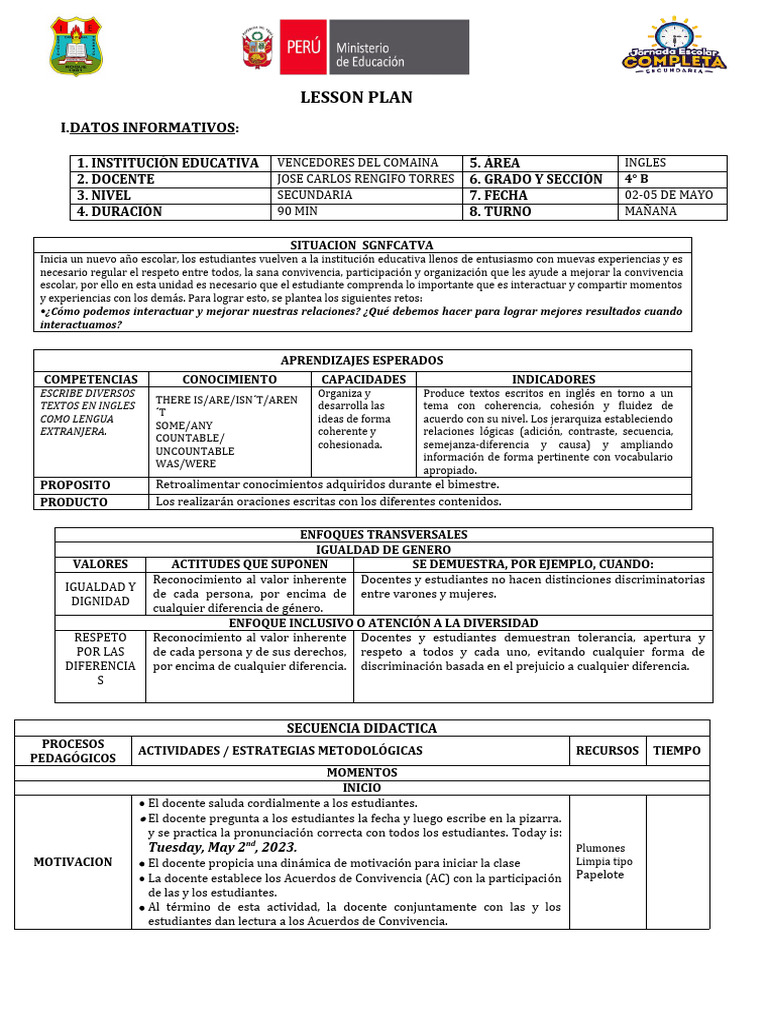 Lesson Plan 7 | PDF | Evaluación | Aprendizaje