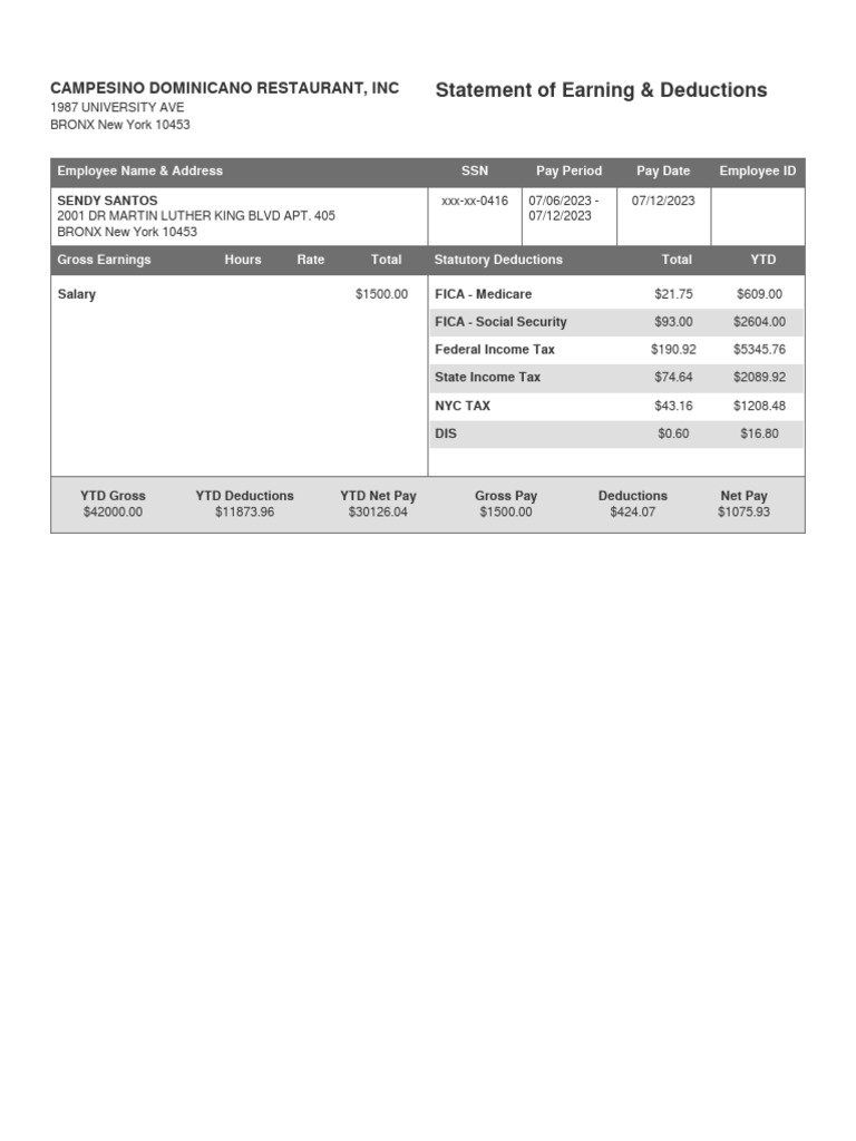 Paystub | PDF | Social Security (United States) | Income Tax In The ...