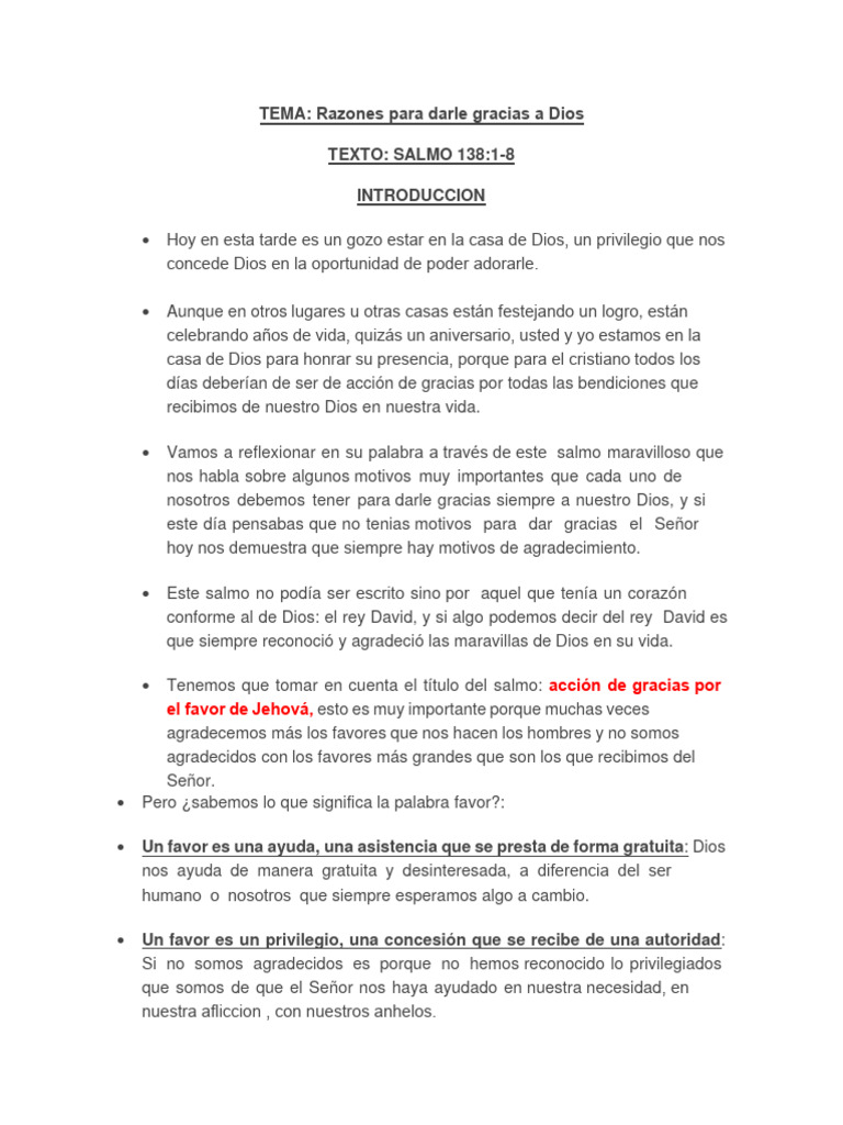 Cinco Razones para Dar Gracias | PDF | Salmos | Dios
