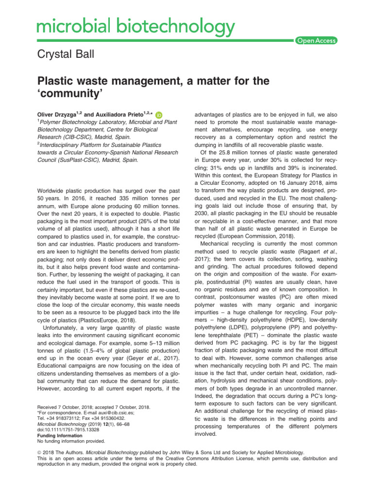 Community Approaches to Plastic Waste Management | PDF | Biodegradation ...