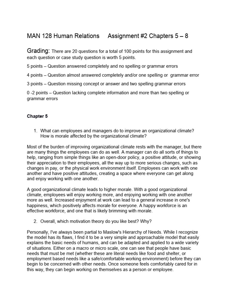 MAN 128 Human Relations Assignment | PDF | Motivational | Motivation