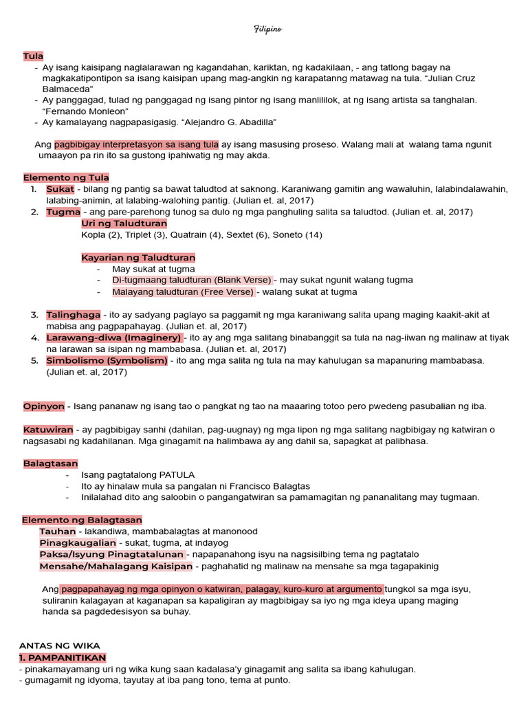 Filipino Q2 Notes | PDF