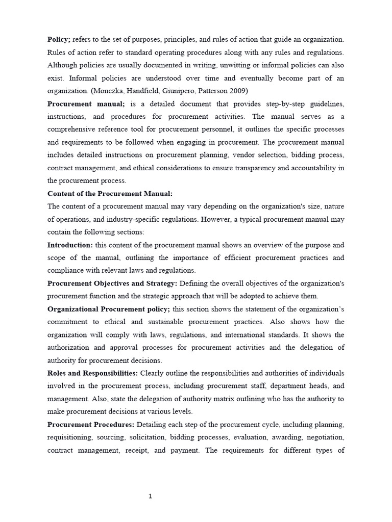 Procurement Manual Group Work | Download Free PDF | Procurement ...