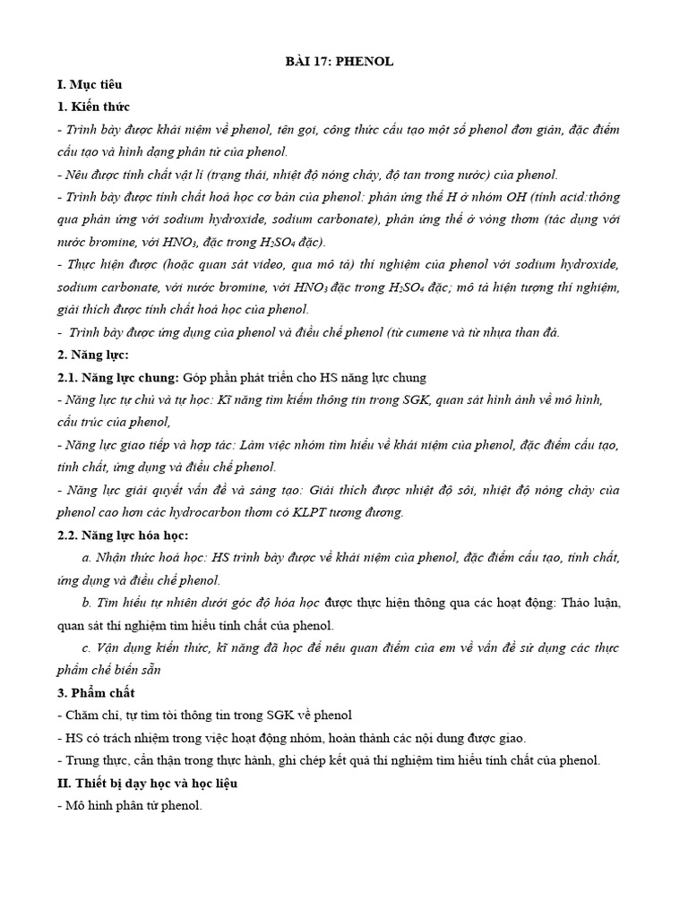 CTST - Bài 17 Phenol - Ngân Vũ | PDF